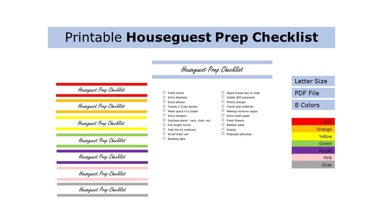 Printable Houseguest Prep Checklist | Houseguest Prep Checklist | US ...