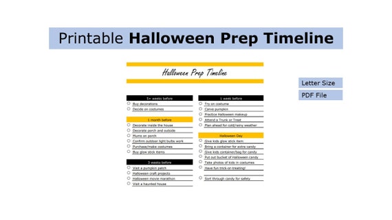 Printable Halloween Prep Timeline Halloween Prep Timeline - Etsy