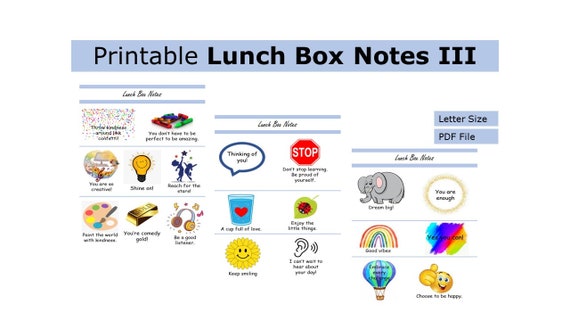 Printable Lunch Box Notes III School Lunch Box Notes US - Etsy
