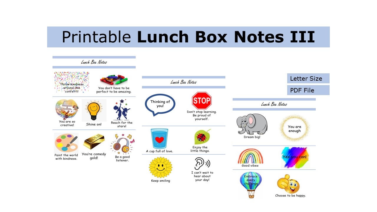 Printable Lunch Box Notes III School Lunch Box Notes US - Etsy