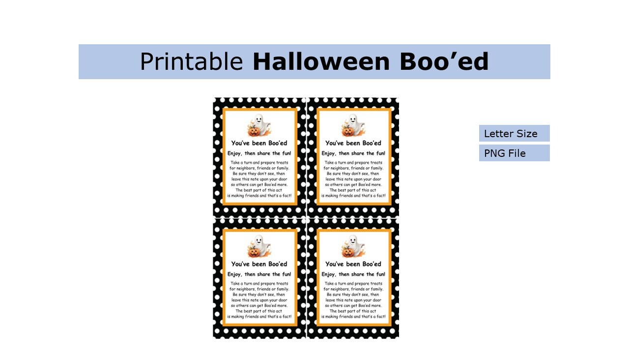 Printable Halloween Booed Halloween Activity US Letter Size Print at ...