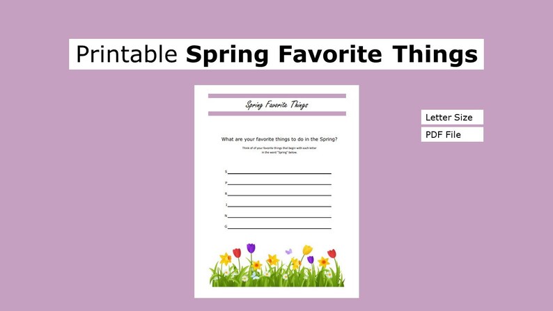 Printable Spring Favorite Things Activity US Letter Size Print at Home ...