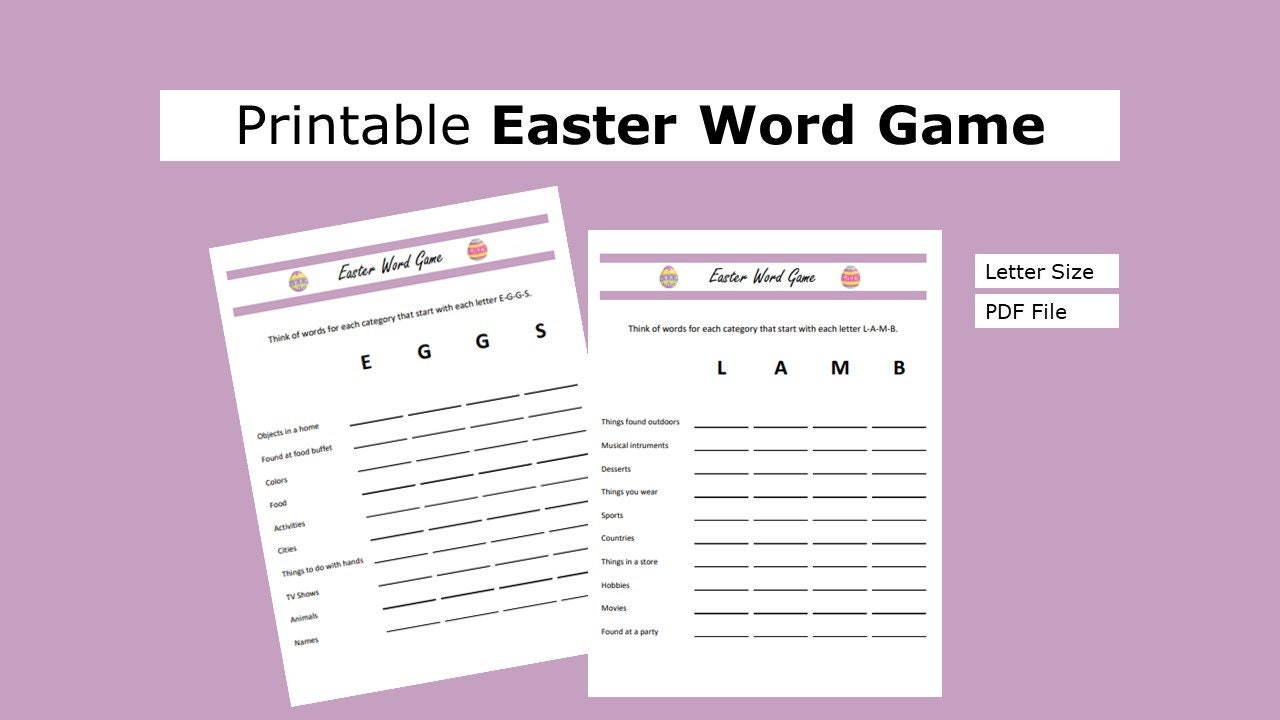 Printable Easter Word Game| Easter Game | US Letter Size Print at Home ...