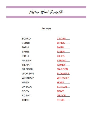 Printable Easter Word Scramble| Word Scramble | US Letter Size Print at ...