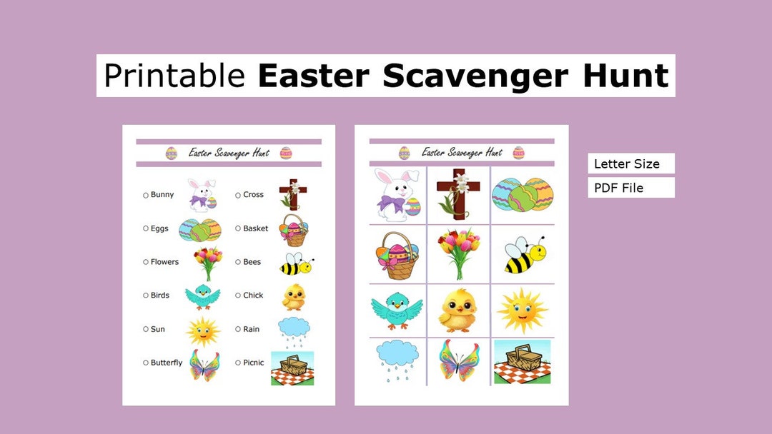 Printable Easter Scavenger Hunt| Scavenger Hunt | US Letter Size Print ...