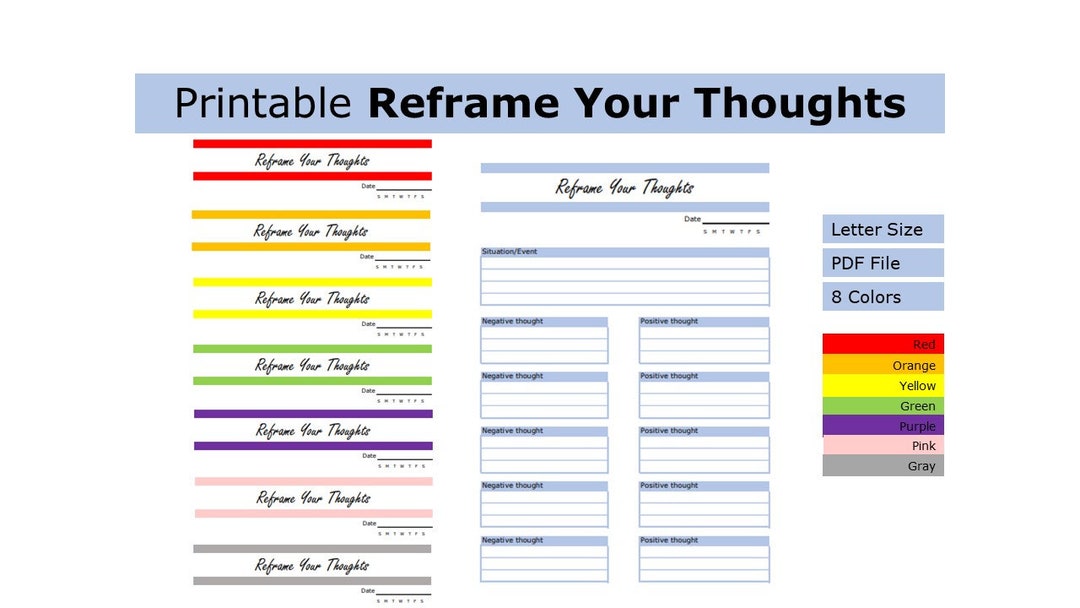 Printable Reframe Your Thoughts | Reframe Your Thoughts Journal | US ...