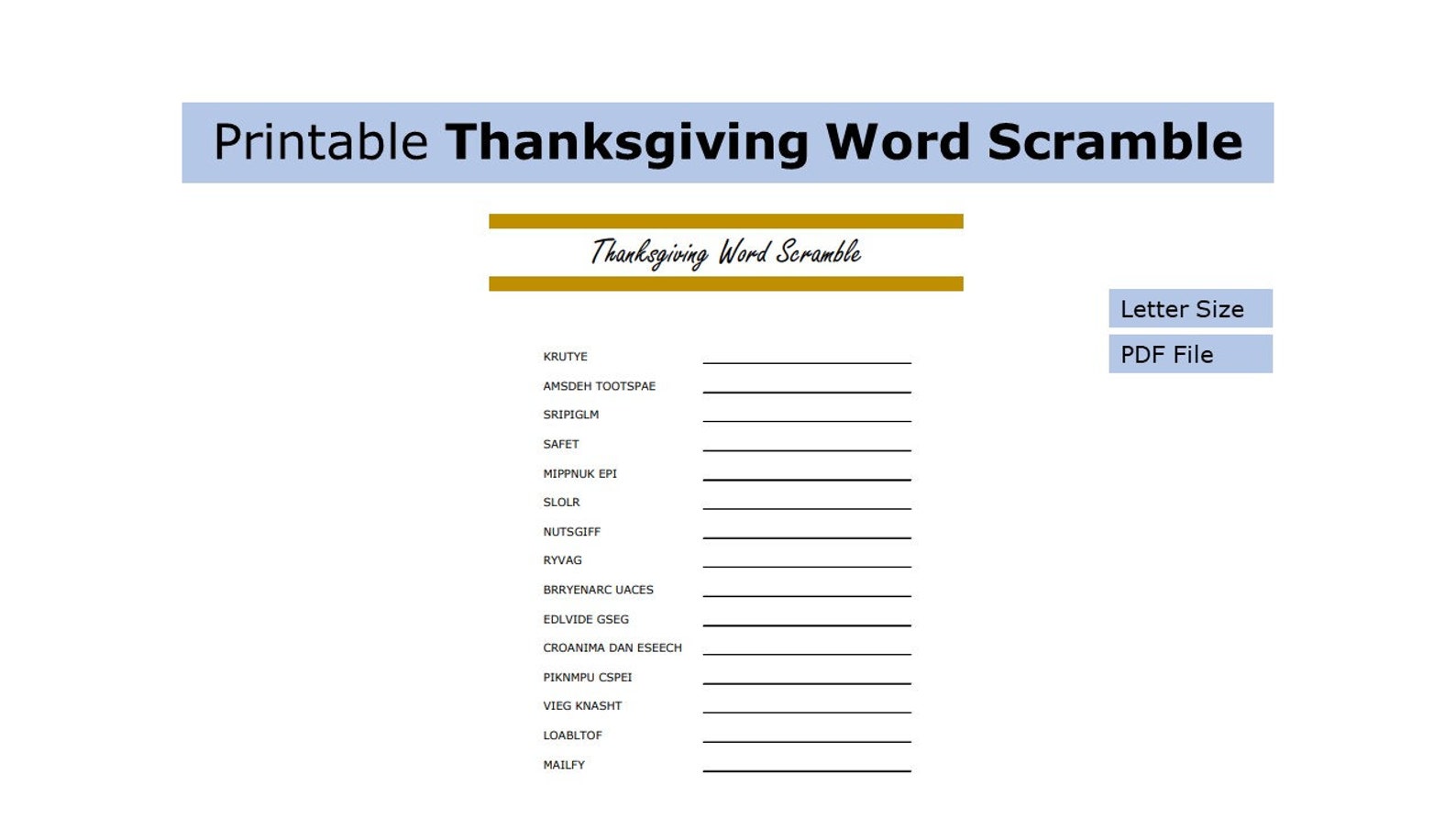 Printable Thanksgiving Word Scramble | Thanksgiving Word Scramble | US ...