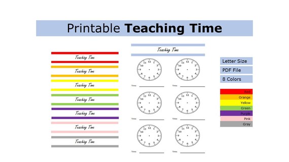 Printable Teaching Time Worksheet Teaching Time US Letter - Etsy