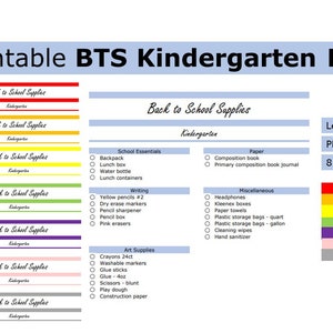 Printable Back to School Kindergarten List | Back to School ...