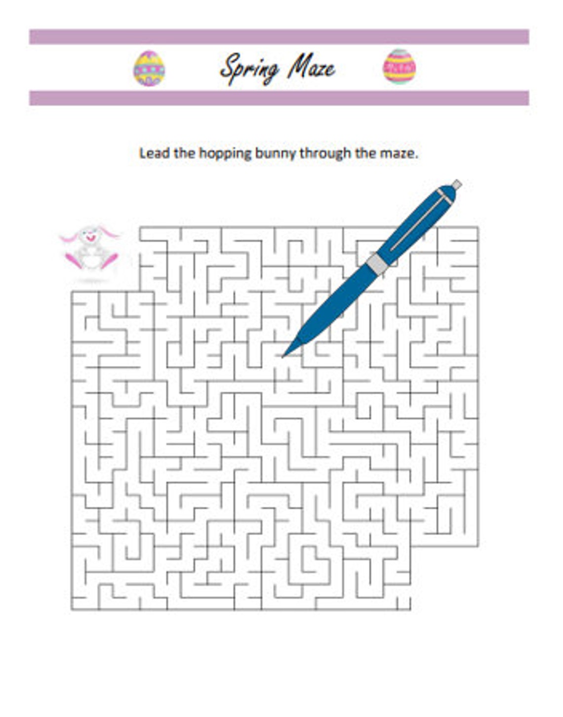 Printable Spring Maze| Party Game | US Letter Size Print at Home Game ...
