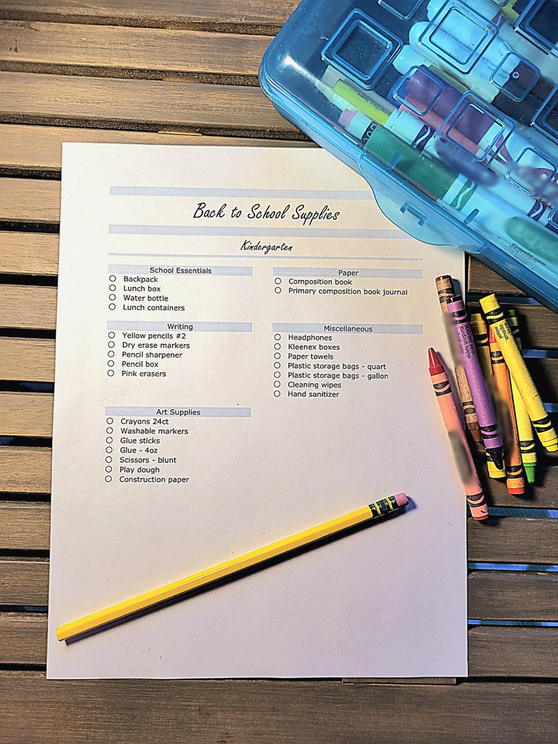 Printable Back to School Kindergarten List | Back to School ...