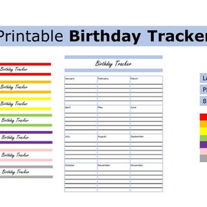 Printable Birthday Tracker | Birthday Tracker | US Letter Size Print at ...