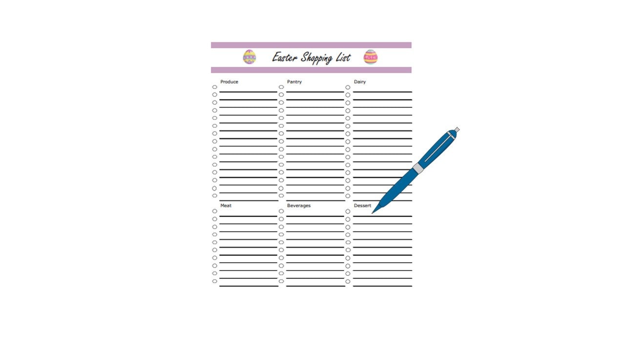Printable Easter Shopping List Shopping List US Letter Size Print at ...