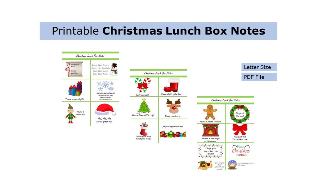 Printable Christmas Lunch Box Notes | Christmas Lunch Box Notes | US ...