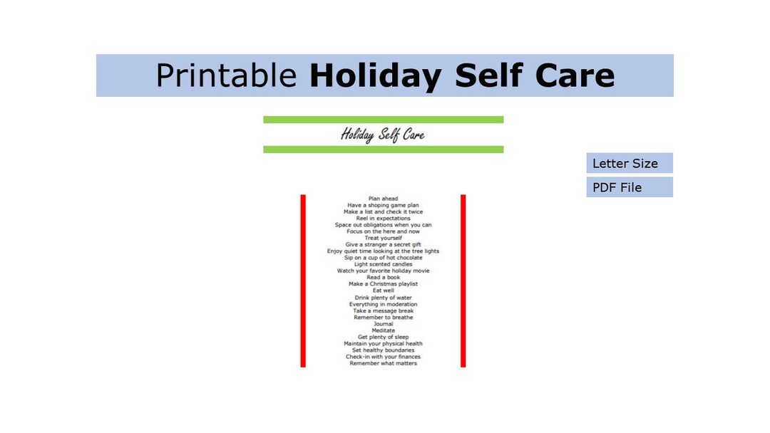 Printable Christmas Self Care List | Christmas Self Care List | US ...