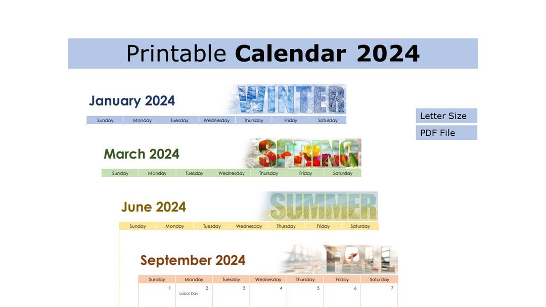 Printable Calendar 2024 | Calendar 2024 | US Letter Size Print at Home ...