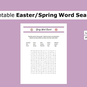 Printable Easter/spring Word Search| Party Game | US Letter Size Print ...