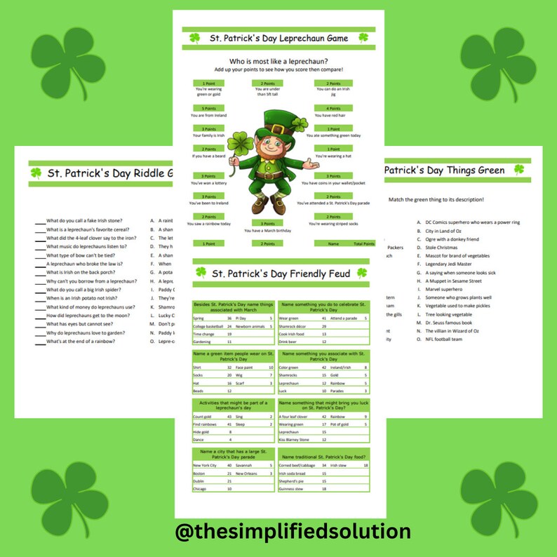 Printable St. Patrick’s Day Friendly Feud Game | Game | US Letter Size ...