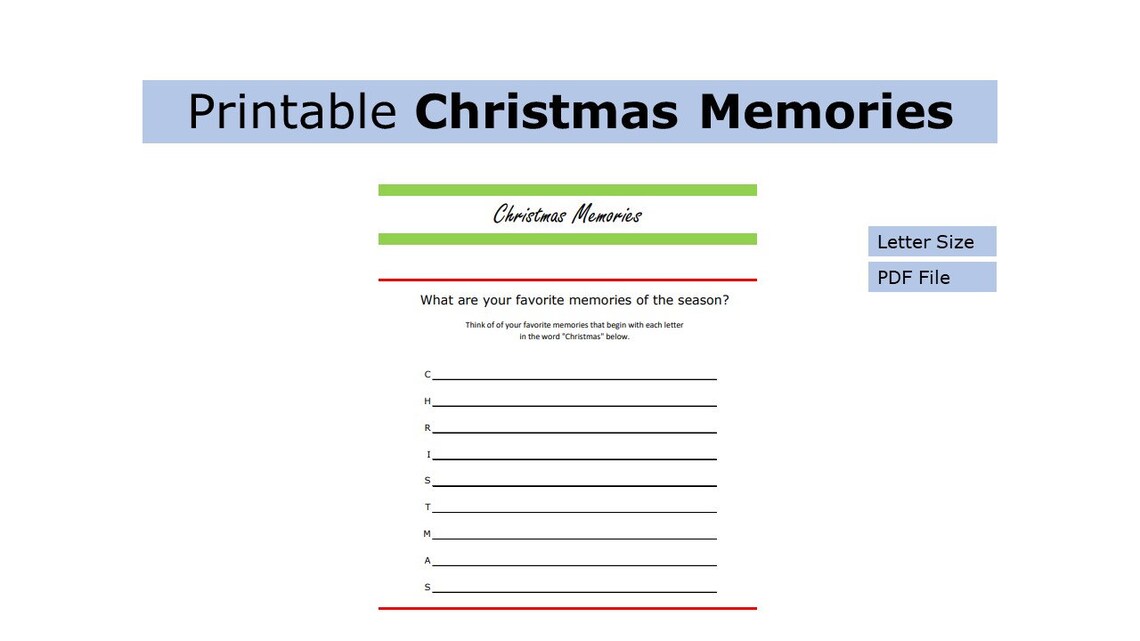 Printable Christmas Memories Activity | Christmas Memories Activity ...