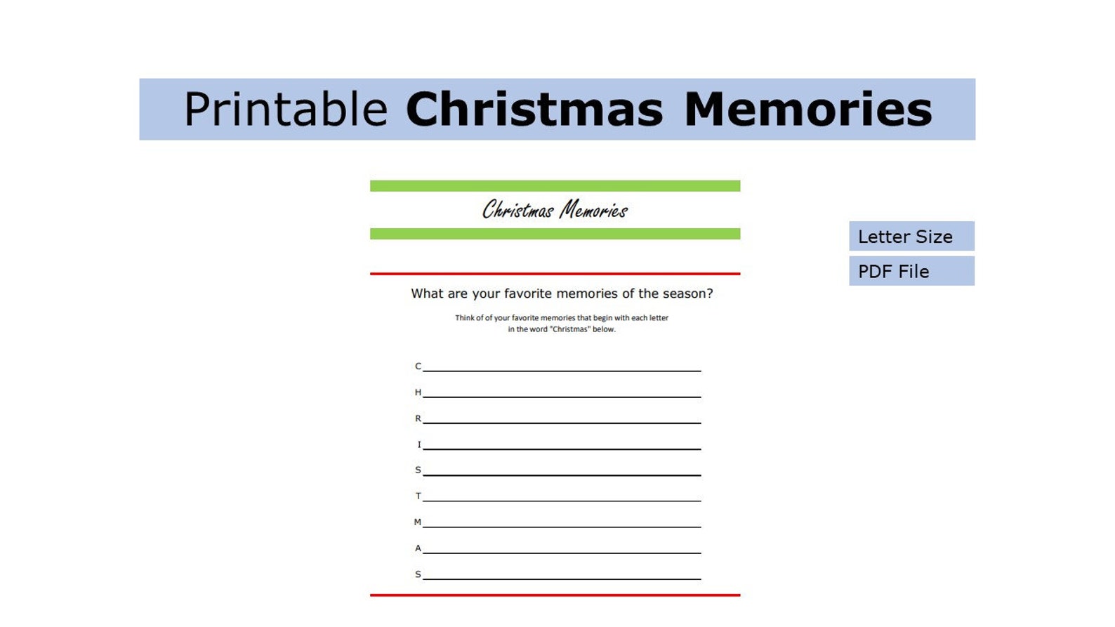 Printable Christmas Memories Activity | Christmas Memories Activity ...