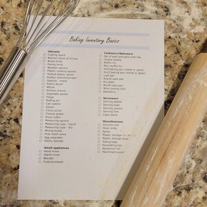 Printable Baking Inventory Basics List | Baking Checklist | US Letter ...