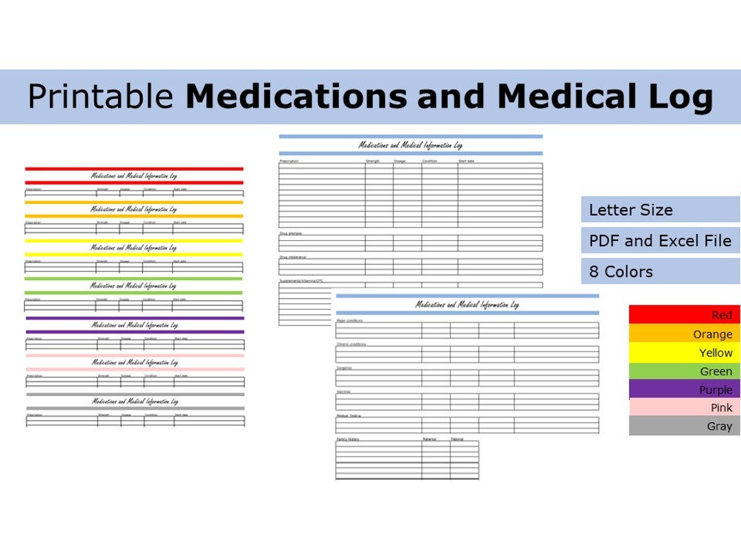 Printable Medications and Medical Log | Medications and Medical Log ...