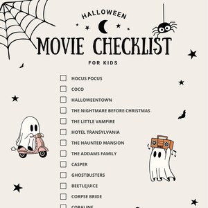Printable Halloween Movie Checklist for Kids A5 Digital Download Family ...