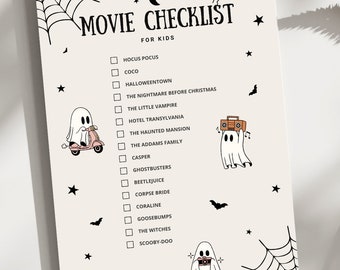 Printable Halloween Movie Checklist for Kids A5 Digital Download Family ...