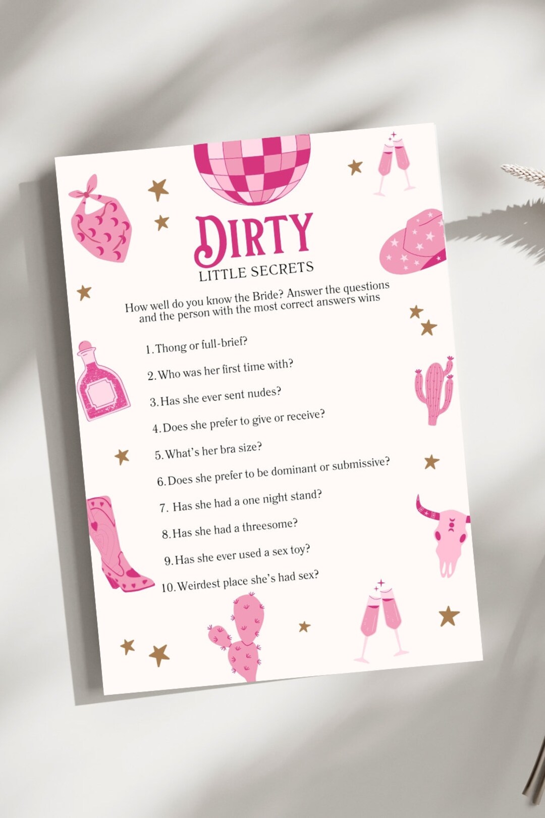 Printable Bridal Shower Game Cowboy Hen Party A5 Digital Download Fun ...