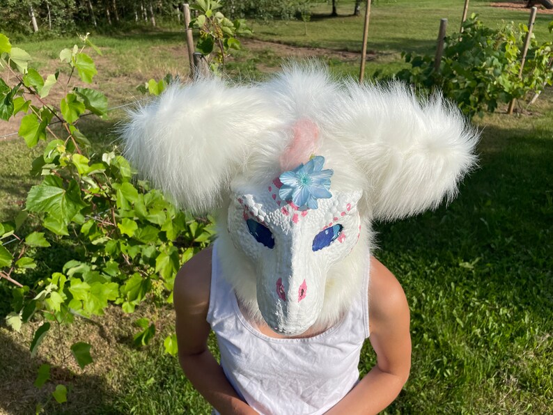 Pink and White Dino Mask - Etsy
