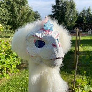 Pink and White Dino Mask - Etsy
