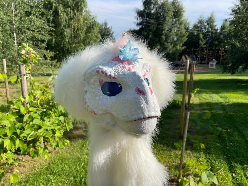 Pink and White Dino Mask - Etsy