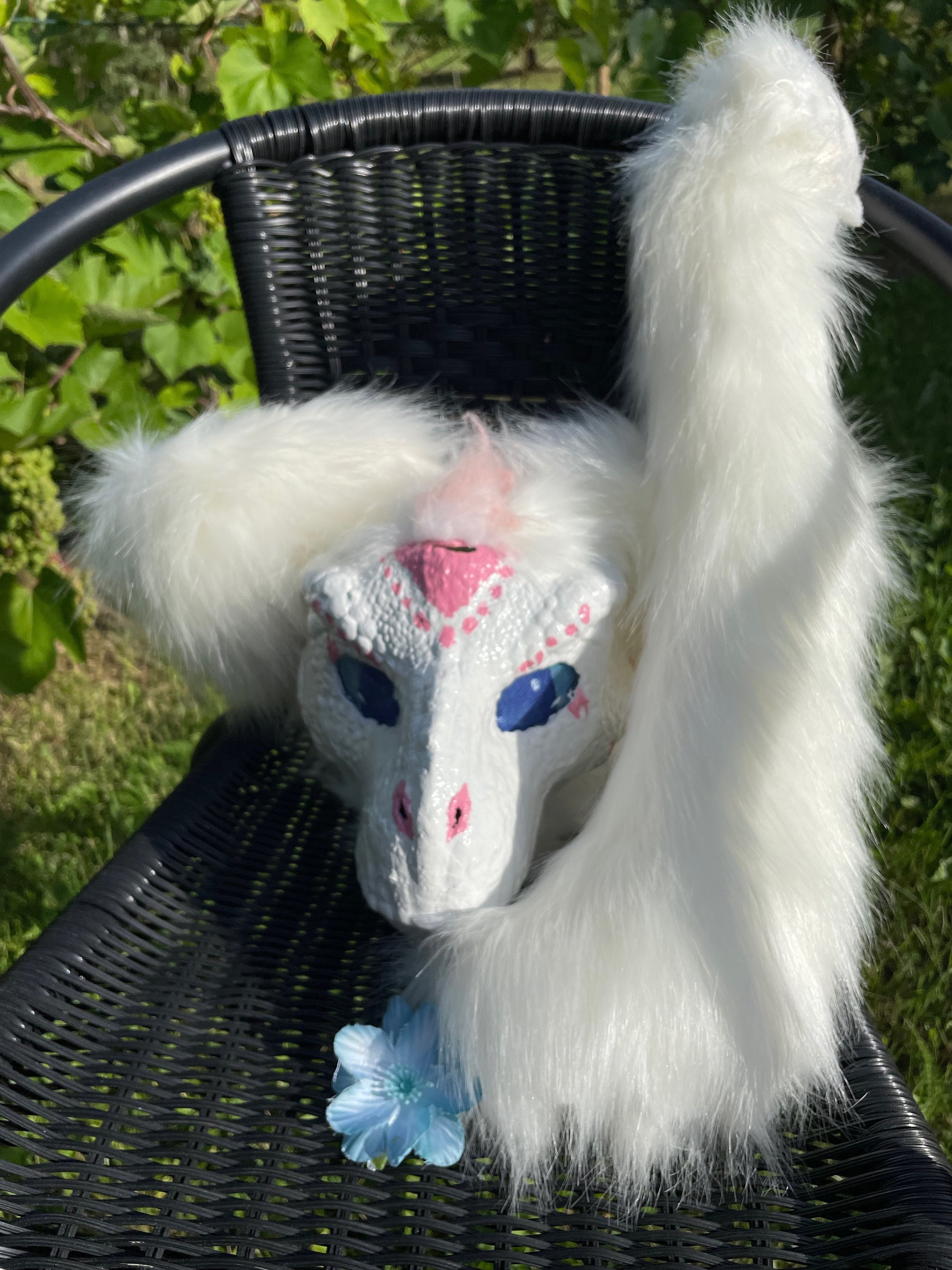 Pink and White Dino Mask - Etsy