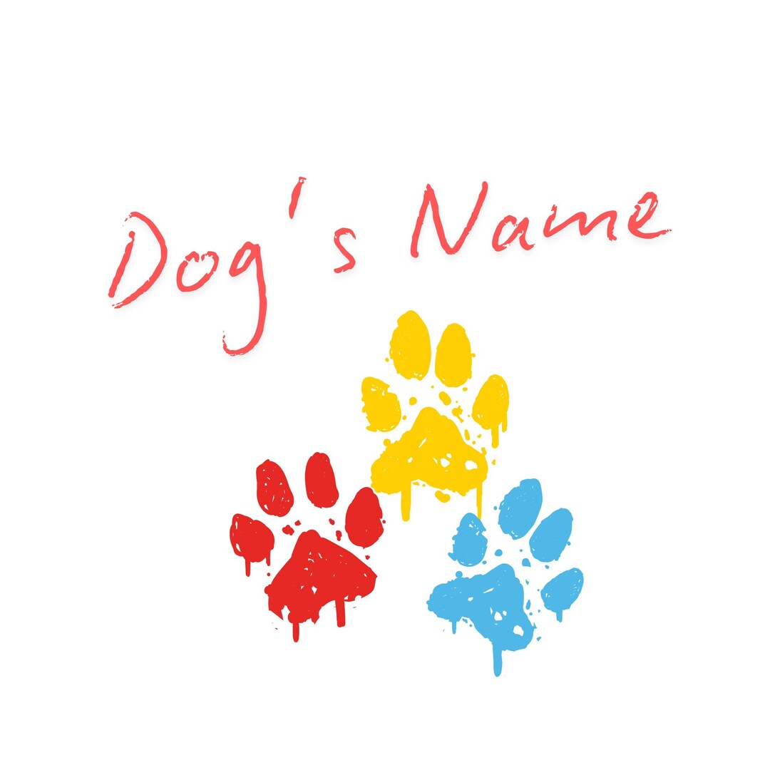 Custom Dog Name Sticker | Personalized Pet Paw Print Decal | Waterproof ...