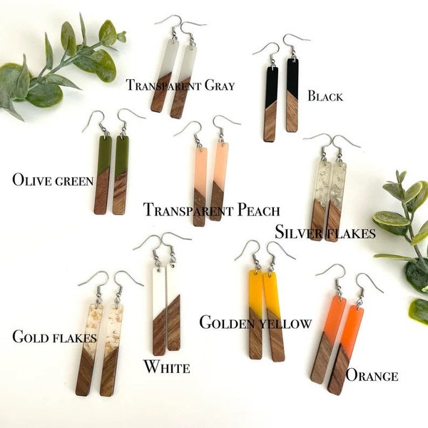 Wood Resin Earrings - Etsy