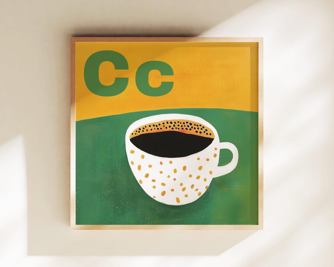 C is for Coffee Energizing Alphabet Art Print Digital Download, 12x12 ...
