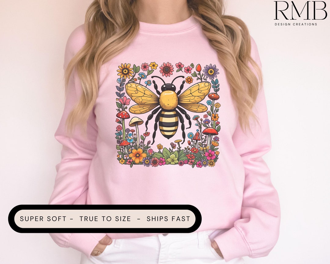 Vintage Floral Bee Sweatshirt Queen Bee Gift for Nature Lover ...