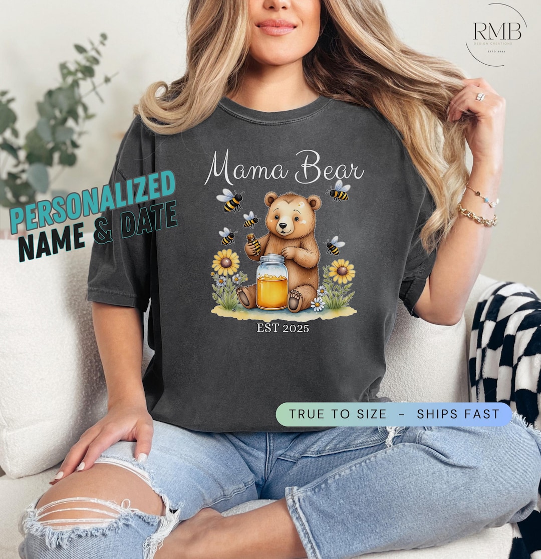 Custom Mama Bear Shirt, Personalized Mama Shirt, Comfort Colors® Mama ...