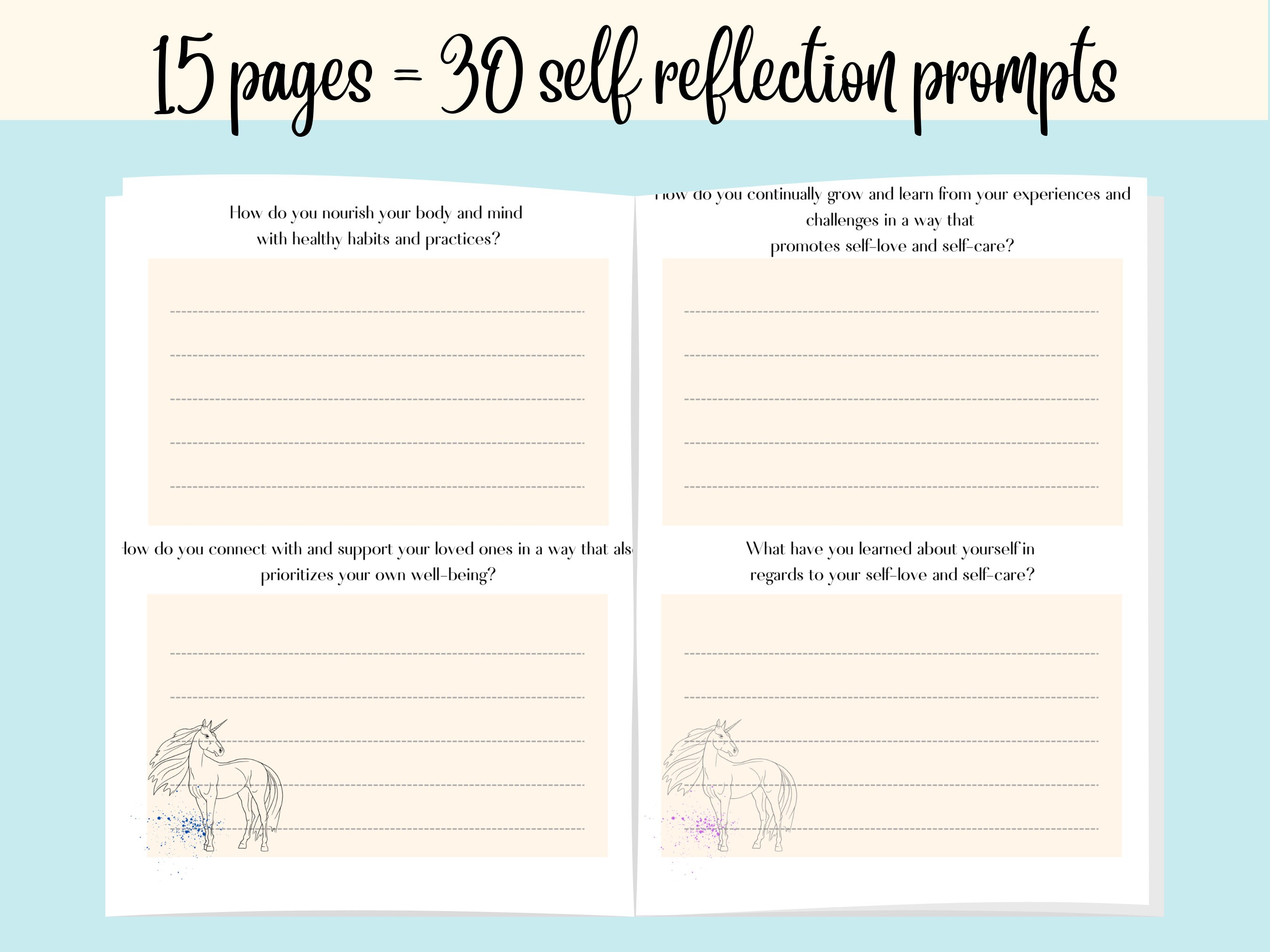 Magical Unicorn Self Care Self Love Journal With Prompts - Etsy