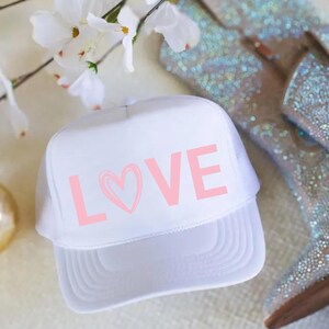 Love Trucker Hat, Valentine's Day Trucker Hat, Love Apparel, Heart ...
