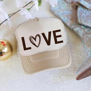 Love Trucker Hat, Valentine's Day Trucker Hat, Love Apparel, Heart ...