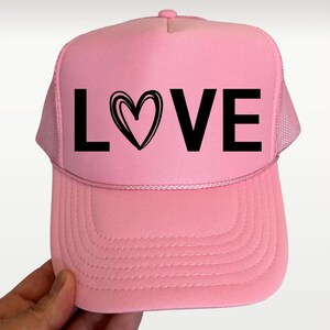 Love Trucker Hat, Valentine's Day Trucker Hat, Love Apparel, Heart ...