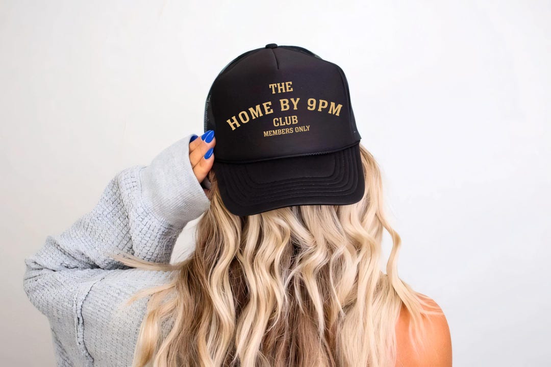 Home by 9PM Club Trucker Hat, Funny Trucker Hat, Women’s Trucker Hat ...