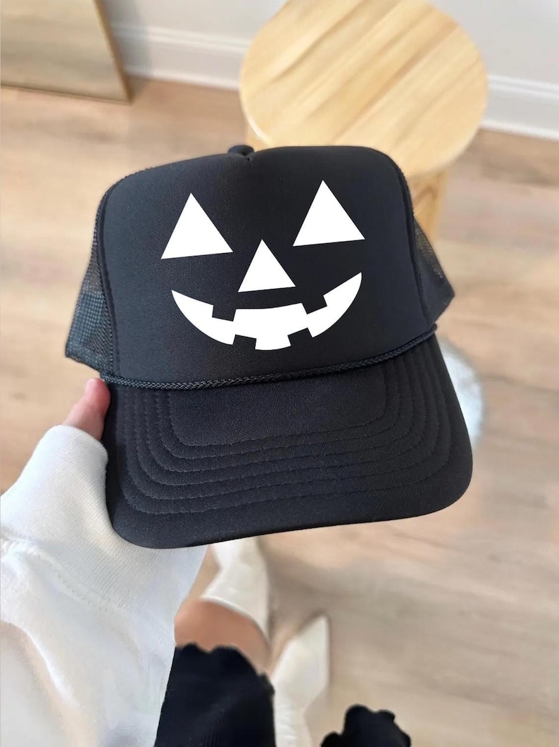 Pumpkin Halloween Trucker Hat, Spooky Season Jack-o-lantern Hats - Etsy