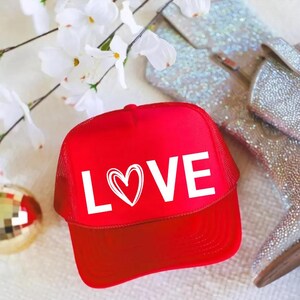 Love Trucker Hat, Valentine's Day Trucker Hat, Love Apparel, Heart ...