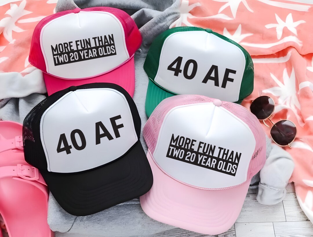 Forty Af Hats, Custom 40th Birthday Trucker Hat, 40 AF, Bday Trucker ...