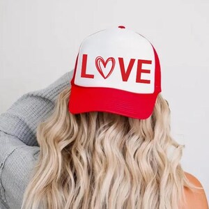 Love Trucker Hat, Valentine's Day Trucker Hat, Love Apparel, Heart ...