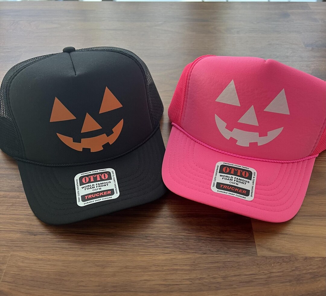 Pumpkin Halloween Trucker Hat, Spooky Season Jack-o-lantern Hats - Etsy