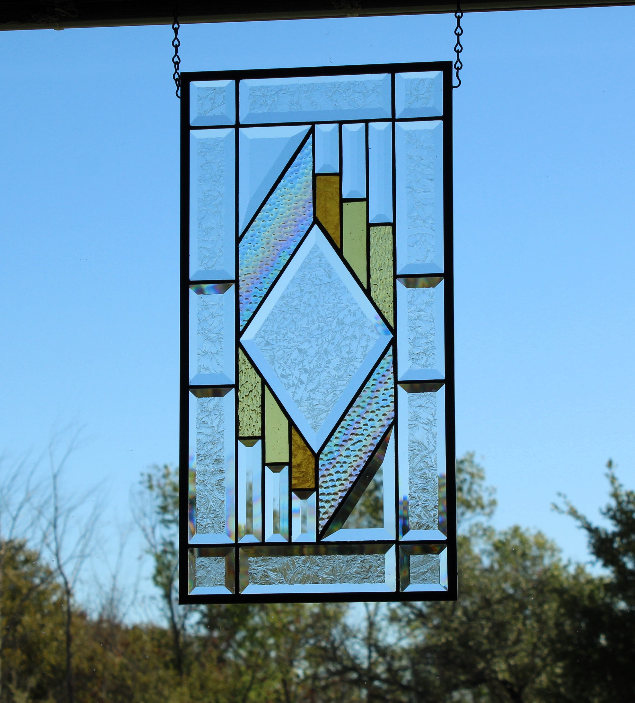 Stained Glass Window Hanging 20.5x10.5 52x26 Cm Panel - Etsy