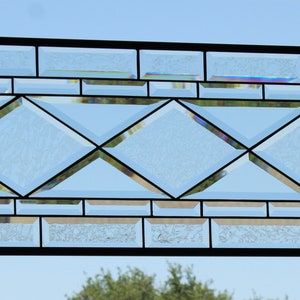 Beveled Clear Stained Glass Window Panel: Handmade Transom Sidelight ...